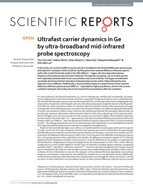 Pdf Ultrafast Carrier Dynamics In Ge By Ultra Broadband Mid Infrared
