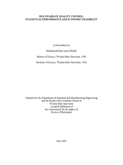 multivariate quality control thesis pdf covariance matrix