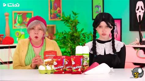 چالش خوراکی ونزدی و مادربزرگ تزیین کیک خامه ای و فیلو