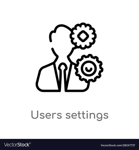Outline Users Settings Icon Isolated Black Simple Vector Image