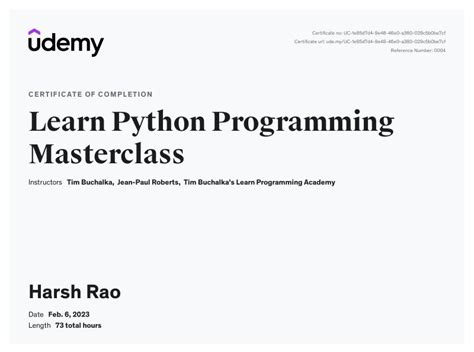 Harsh Rao On Linkedin Udemy Certificate For Python Course