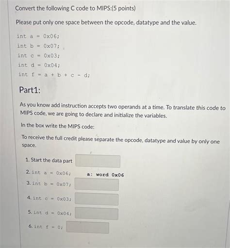 Solved Convert The Following C Code To Mips5 Points