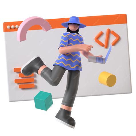 premium psd coding programer project development 3d illustration