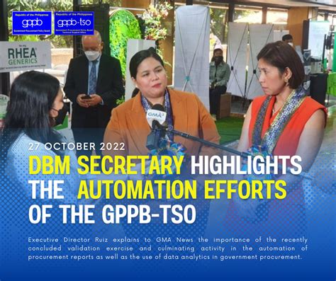 Dbm Secretary Highlights The Automation Efforts Of The Gppb Tso Gppb Tso