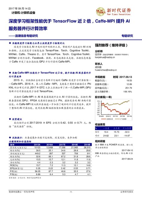 浪潮信息专题研究：深度学习框架性能优于tensorflow近2倍，caffe Mpi提升ai服务器并行计算效率
