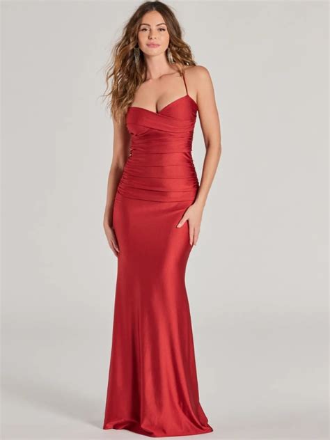 Liora Satin Sweetheart Neck Mermaid Dress In Rust Lavender