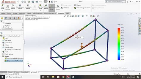 Solidworks Simulation 114 Deformation In Structure Due To Gravity