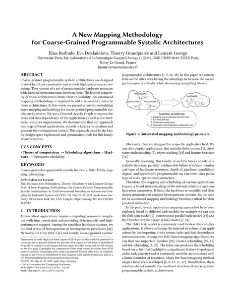 Pdf A New Mapping Methodology For Coarse Grained Programmable