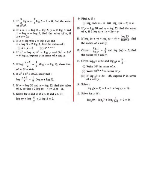 Logarithm Exercise Pdf Logarithm Exercise Pdf