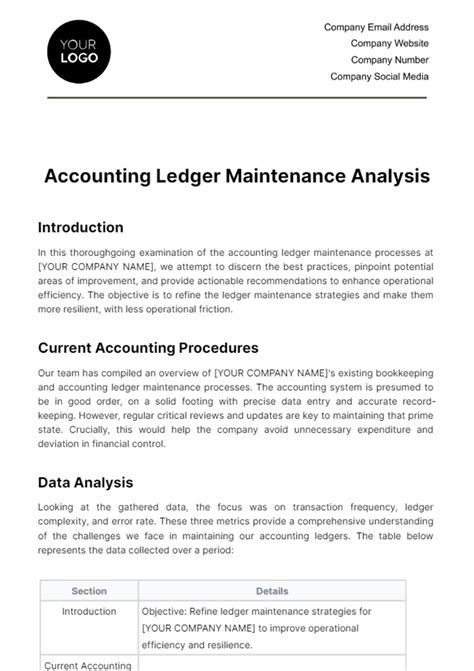 Free Accounting Ledger Maintenance Analysis Template To Edit Online