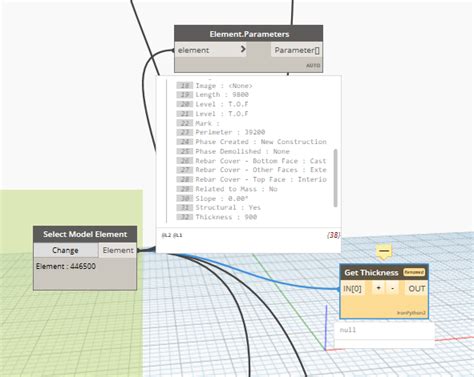 get parameter value thickness from a revit element using python
