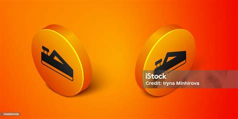 목공을위한 아이소 메트릭 우드 플레인 도구는 오렌지 배경에 고립 된 손으로 만들어진 아이콘입니다 접합기 평면 주황색 원 버튼