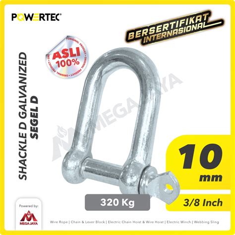 Jual Powertec Shackle D Galvanized 10mm 38 Segel Dee Galvanis