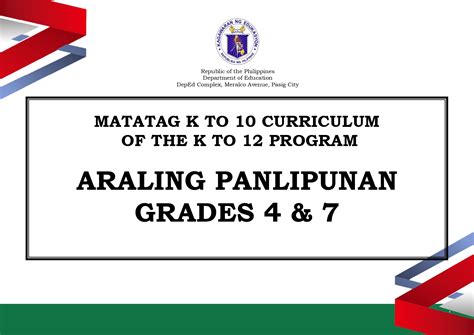 DepEd Memos, Orders & Results: DEPED MATATAG CURRICULUM GUIDE - ARALING PANLIPUNAN 4 & 7