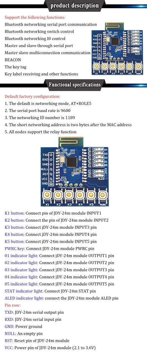 JDY M Bluetooth BLE IBeacon MESH Zigbee Module With Buttons