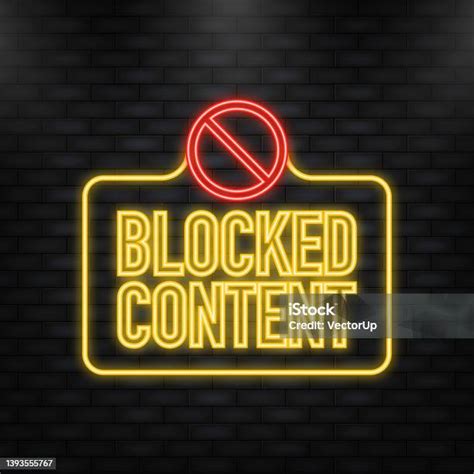 네온 아이콘 내부에 차단된 텍스트 콘텐츠가 있는 레이블 벡터 일러스트 레이 션 가리기에 대한 스톡 벡터 아트 및 기타 이미지 가리기 개념 검열 Istock