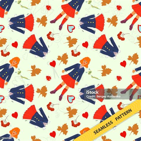 사진으로 무작위로 배열 된 낙서 어린 소녀 십대 블루 재킷 레드 스커트의 스타일로 다양한 디자인 배경과 프린트의 장식을위한