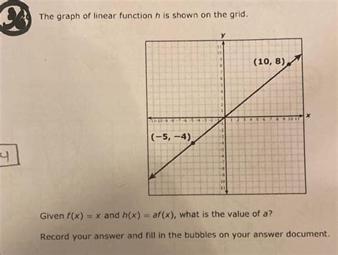 solved the graph of linear function h is shown on the grid
