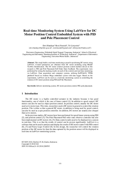 Pdf Real Time Monitoring System Using Labview For Dc Motor Position