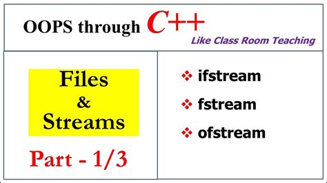 Files And Streams Part Ifstream Fstream Ofstream OOPs In C Lec Bhanu