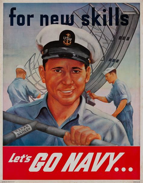 For New Skills Lets Go Navy Wwii Recruitment Poster David Pollack Vintage Posters
