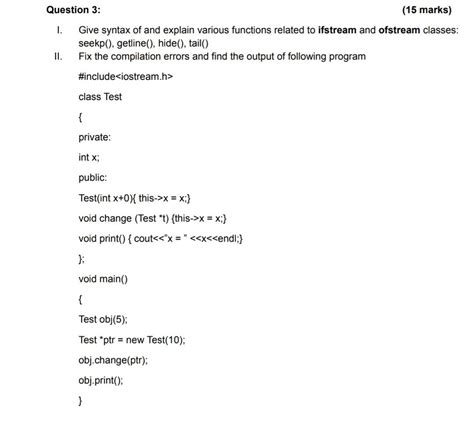 Solved Question Marks I Give Syntax Of And Explain Chegg