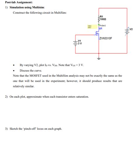 Solved Post Lab Assignment 1 Simulation Using Multisim Chegg Com