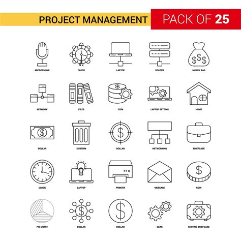 Project Management Black Line Icon 25 Business Outline Icon Set ...