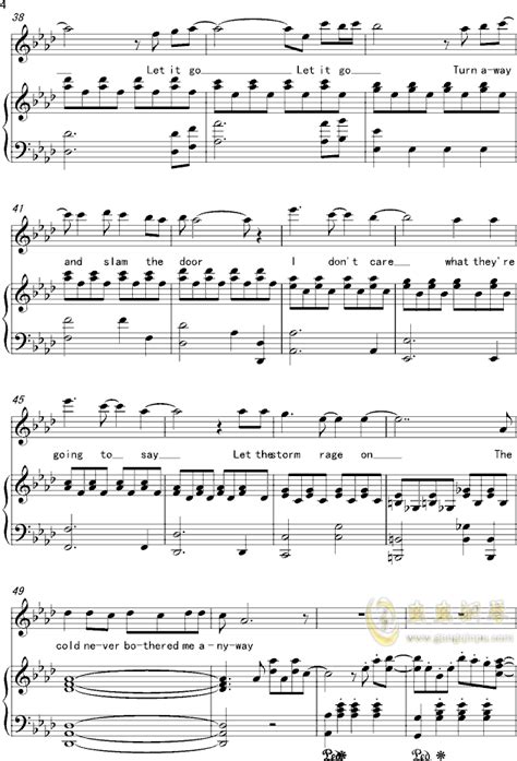 Let It Go钢琴谱c调 冰雪奇缘钢琴简易版 T简调 第2页 大山谷图库
