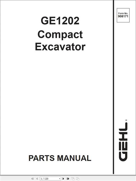 Gehl Ge1202 Compact Excavator Parts Manual 908171 Pdf