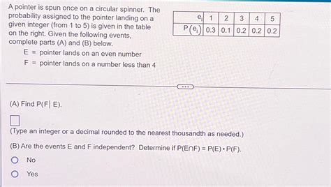solved a pointer is spun once on a circular spinner the