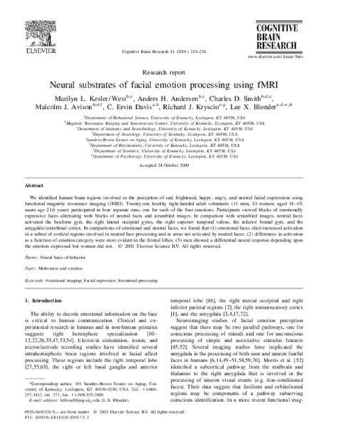 Pdf Neural Substrates Of Facial Emotion Processing Using Fmri