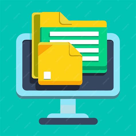 File Transfer Concept Yellow Folder With Document On Computer Monitor 3d Vector Illustration