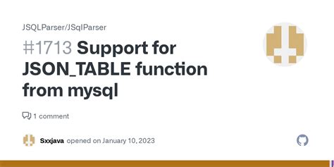 Support For Json Table Function From Mysql · Issue 1713 · Jsqlparser Jsqlparser · Github