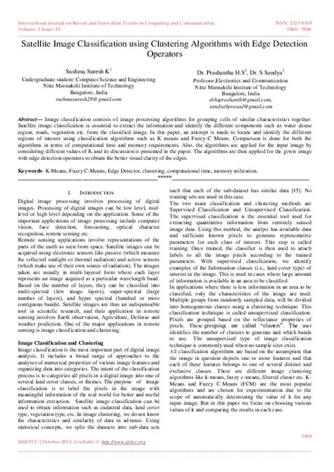 Pdf Satellite Image Classification Using Clustering Algorithms With