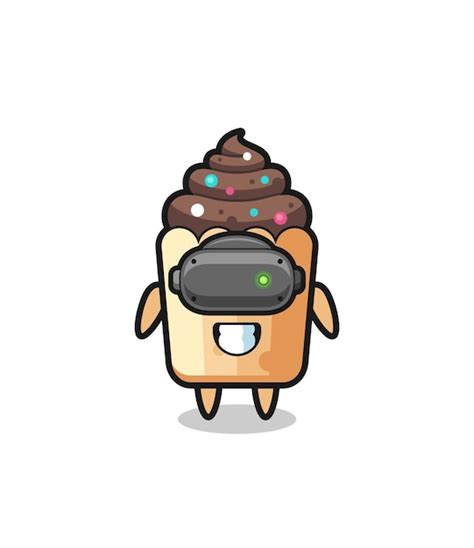 Premium Vector Cute Cupcake Using Vr Headset