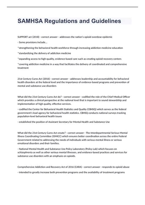 Samhsa Regulations And Guidelines Fully Solved Graded A 2023 Samhsa Stuvia Us