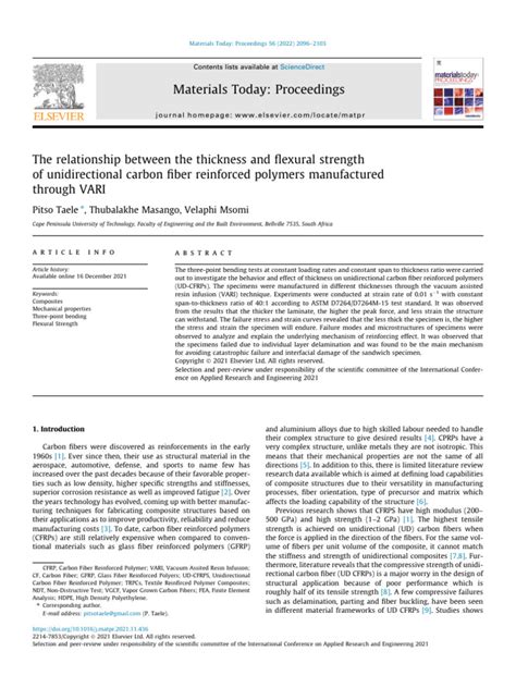 The Relationship Between The Thickness And Flexural Strength Of Unidirectional Carbon Fiber