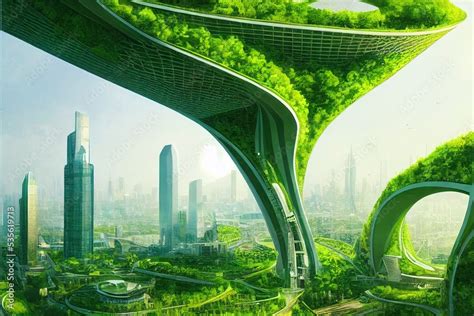 Green City Of The Future City Of The Future Illustration Stock