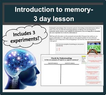 Learning And Memory 3 Day Lesson By History Nerds Unite TPT