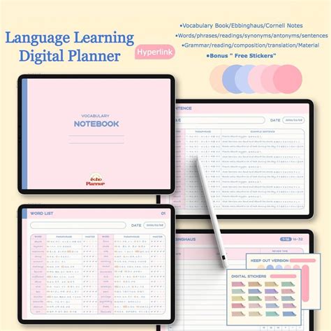 Language Learning Planner And Notebook Grammar Digital Notebook