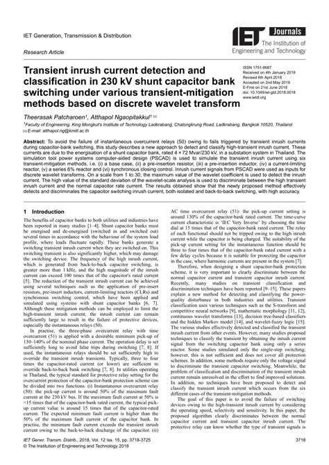 Pdf Transient Inrush Current Detection And Classification In 230 Kv