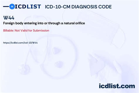 ICD 10 CM Diagnosis Code W44 Foreign Body Entering Into Or Through A Natural Orifice