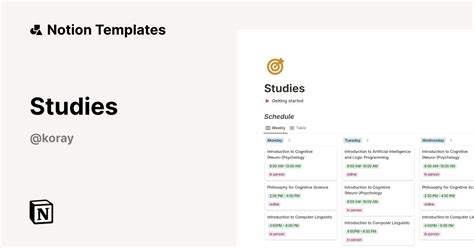 Studies Template | Notion Marketplace