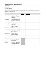 MOCK INTERVIEW SELF EVALUATION Docx MOCK INTERVIEW SELF EVALUATION Babe Name Interviewer