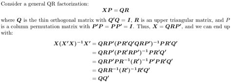 Compute Projection Hat Matrix Via Qr Factorization Svd And Cholesky