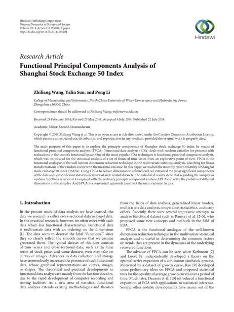 Pdf Functional Principal Components Analysis Of Shanghai Stock