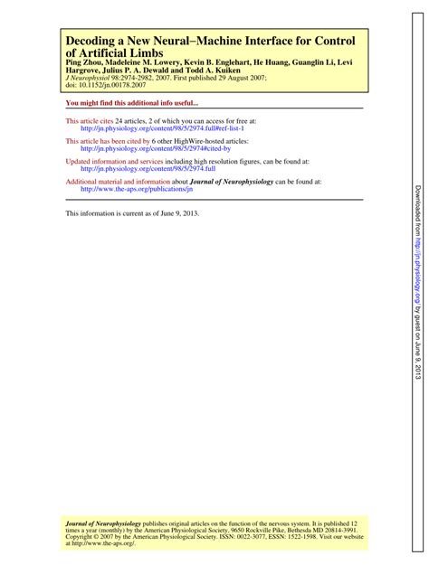 Pdf Decoding A New Neural Machine Interface For Control Of Artificial Limbs