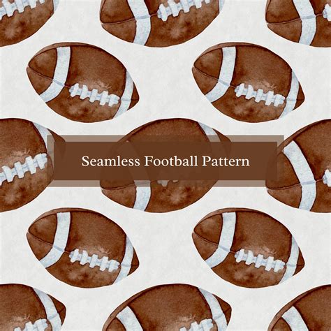 Seamless Watercolor Football Pattern Instant Download Watercolor