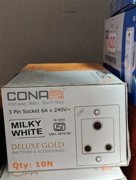6 Amp Brass Cona 3 Pin Socket White At ₹ 38piece In New Delhi Id 2855671895648